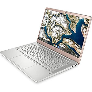 HP Chromebook 14A-NA0018DS 14" HD Touchscreen Intel Celeron N4020, 4GB LPDDR4 RAM, 128GB eMMC, Chrome OS, Pale Rose (Renewed)
