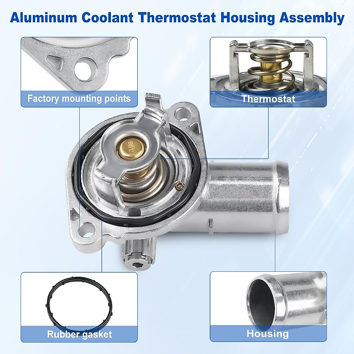 WMPHE Aluminium Engine Coolant Thermostat Housing Compatible with 2011-2019 Dodge Journey/Grand Caravan, 2011-2016 Chrysler Town & Country, 2011-2014 Dodge Avenger/VW Routan Replacement for 5184570AH
