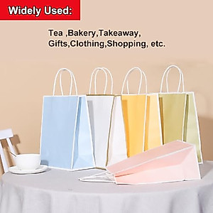 Kraft Paper Gift Bags with Handles -100Pcs Brown Shopping Bags, Craft Gift Totes in Bulk for Boutiques, Small Business, Retail Stores, Birthdays, Party Favors, Jewelry, Merchandise (8.26x5.51x10.23-Me, White)
