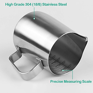 ENLOY Milk Frothing Pitcher, 20oz Steaming Pitcher Stainless Steel Espresso Machine Accessories for Coffee Bar, Milk Coffee Cappuccino Latte Art, Barista Steam Pitchers Milk Jug Cup with Art Pen