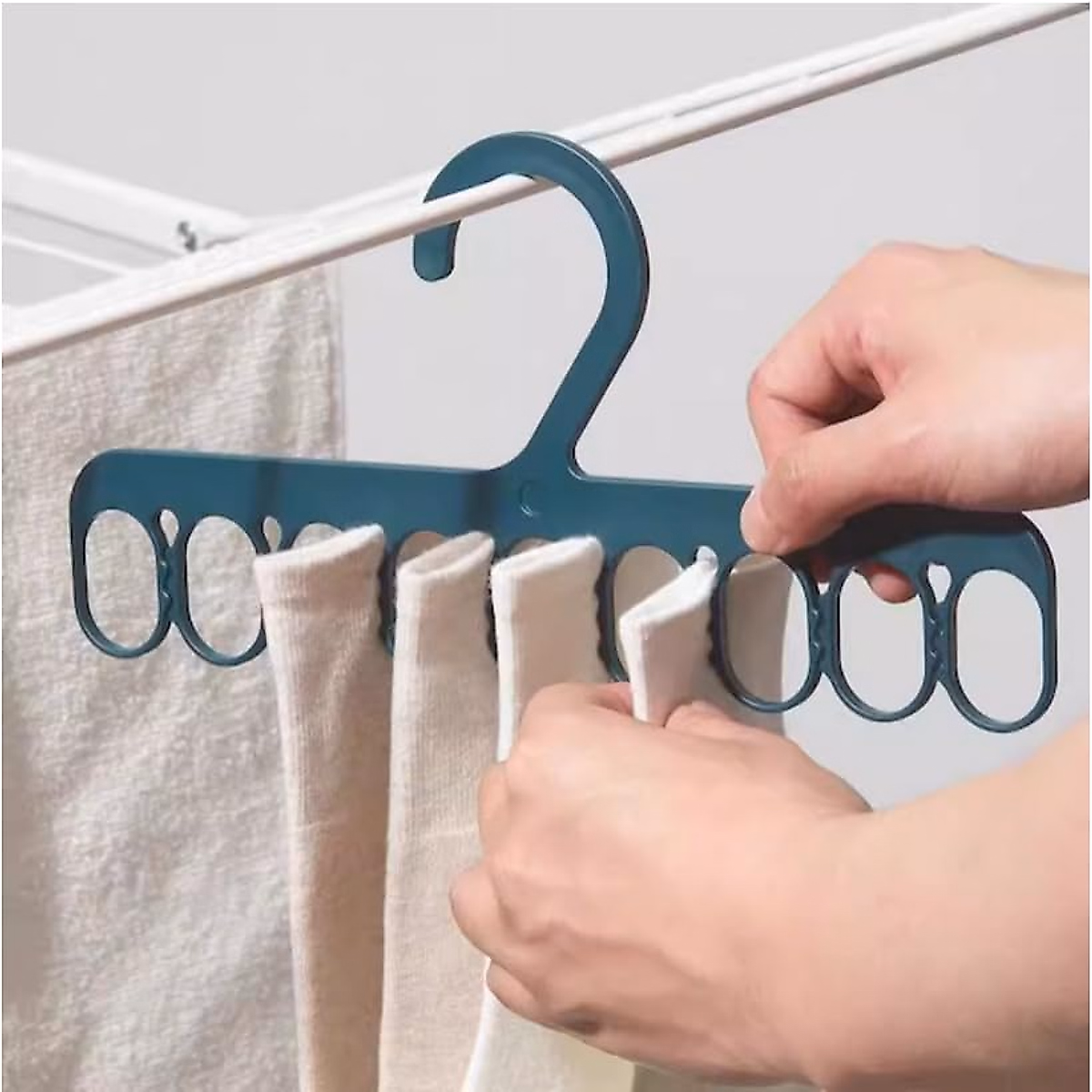 2 Pcs Eight Tooth Sock Clips,Wardrobe Rack,Clothing Storage Rack, Suitable for Storing Hats,Ties,Socks,Towels etc,Suitable for Home and Travel(Light Green)
