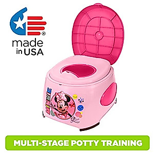 Disney's Minnie Mouse Made You Smile 3-in-1 Potty Training System for Toilet Training Kids, Multi-Stage Potty Training - Floor Potty, Detachable Potty Ring, Step Stool|Toilet Seat for Kids&Toddlers