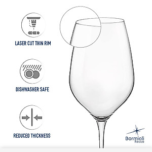 Bormioli Rocco Inalto Tre Sensi Collection Set Of 4 Premium Wine Glasses, Made From Crystal Clear Star Glass, Made In Italy. (18.5 Oz.)