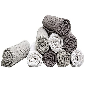 PH Pleasant Home Washcloths, 12 Pack (Gradient Greys, Chevrons)