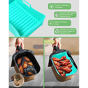 Air Fryer Silicone Liners, Reusable Air Fryer Liners for Ninja Foodi DZ201/DZ401, 8.5Inch Extra Large Air Fryer Liners, Food-Grade BPA Free, Oven Air fryer Accessories (2 PACK)