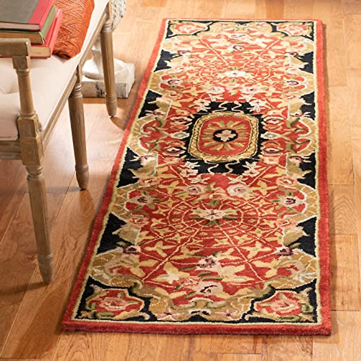 SAFAVIEH Classic Collection 2' x 3' Burgundy / Black CL304B Handmade Traditional Oriental Premium Wool Accent Rug