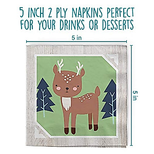 Woodland Animal Birthday Party Supply Set | Super Cute, All-In-One 120 Piece Set Includes Plates, Cups, and Napkins | Serves 24 Guests | Forest Creature Theme Perfect for Birthdays or Baby Showers