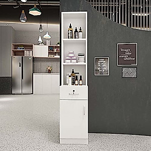 Paddie Wall Mount Barber Station Hair Stylist Salon Equipment Set Beauty Spa Furniture with Shelves/Lockable Drawers/Storage Cabinet (White2)