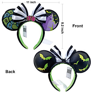 XXXPOWERXXX Mouse Ear Headbands with Bow, Ghost Hair Band Hearwear Halloween Christmas Birthday Party Decoration Cosplay Costume Gifts for Women Girl