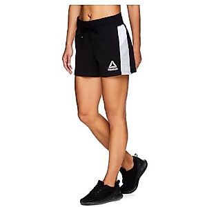 Reebok Women's 3.5" Inseam Running, Relaxing, Journey Color Block French Terry Shorts with Pockets, (Black, XX-Large)