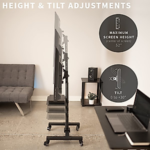 VIVO Mobile TV Cart for 13 to 50 inch Screens up to 44 lbs, LCD LED OLED 4K Smart Flat, Curved Monitor Panels, Rolling Stand, DVD Shelf, Wheels, Max VESA 200x200, Black, STAND-TV07W-S
