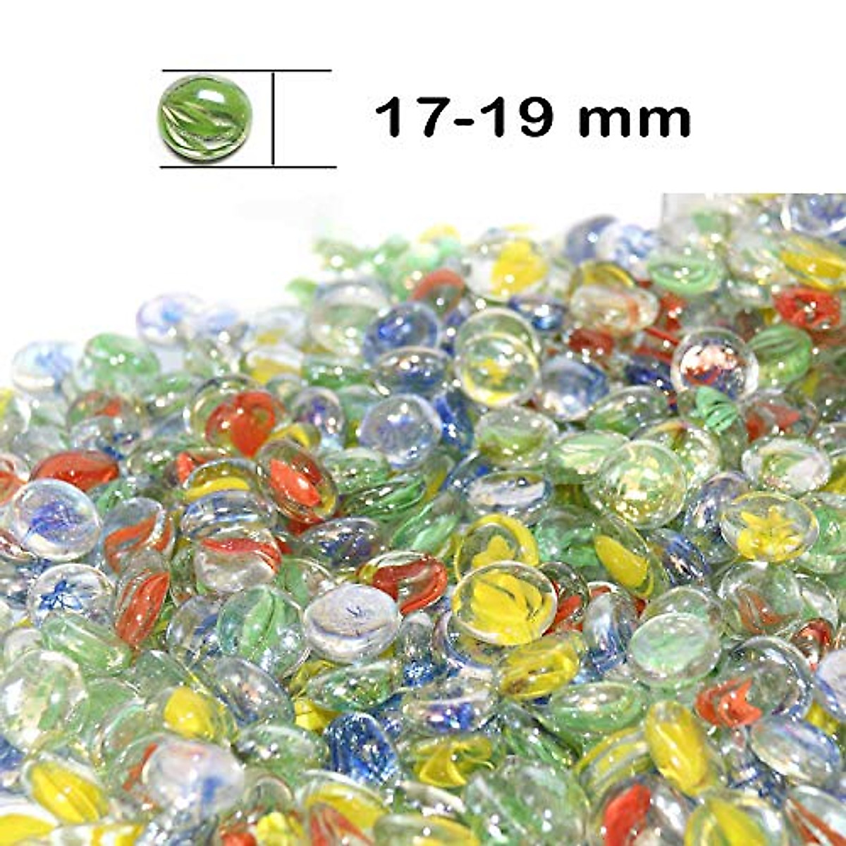 Flat Glass Marbles for Vases - 5 LB Cats Eyed Mixed Red Yellow Green Decorative Stone Beads for Vases, Crafts, Table Scatter, Aquarium Fish Tank Pebbles, Centerpieces, Gem Décor, Floral Displays