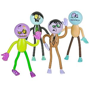 Kicko Bendable Zombies - Pack of 12 Assorted Mini Stretchy Monster Action Figures for Kids and Adults - Perfect for Scary Toys, Zombie Decorations, Zombie Birthday Party Supplies