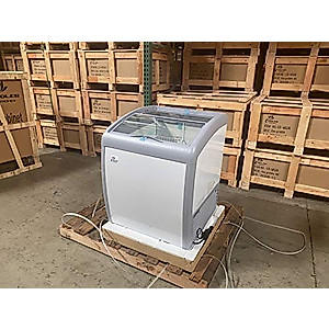 Chest Freezer Glass Door sliding Commercial Ice Cream Freezer 26" White Curve Display Top w/Storage Baskets - 5.7 Cu.Ft