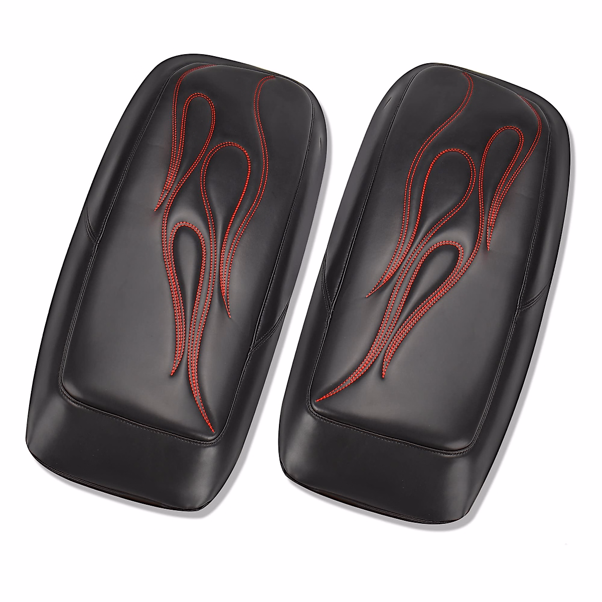 Customoto Flame Pattern Saddlebag Lid Covers Compatible with 2014-2023 Harley Touring Road King Street Glide Road Glide Electra Glide, Red