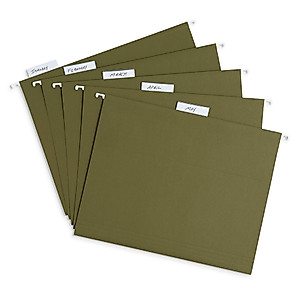 Blue Summit Supplies 25 Hanging File Folders, Reinforced Hanging Folders, Standard File Folders for Filing Cabinet, Letter Size, Green, 25 Pack