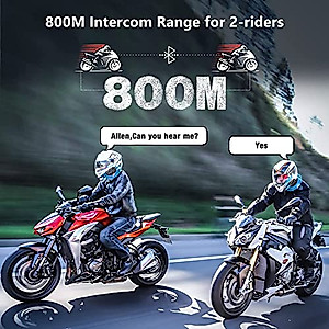G G-WEI Motorcycle Bluetooth Headset Intercom 800M 2 Riders Motorbike Headphone IP65 Waterproof Interphone Communication System for Full Face Helmet, Flip-up Helmets (2 Pack)