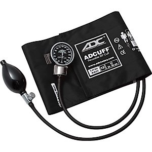 ADC 700-12XBK Diagnostix Model 700 Pocket Aneroid Sphygmomanometer with Adcuff Nylon Blood Pressure Cuff, Large Adult, Black