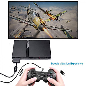 Finera Wired Gaming Controller for PS2 Console, Double Shock Vibration Video Game Controller Compatible with PS2, Joystick Gamepad with 1.8M Cable