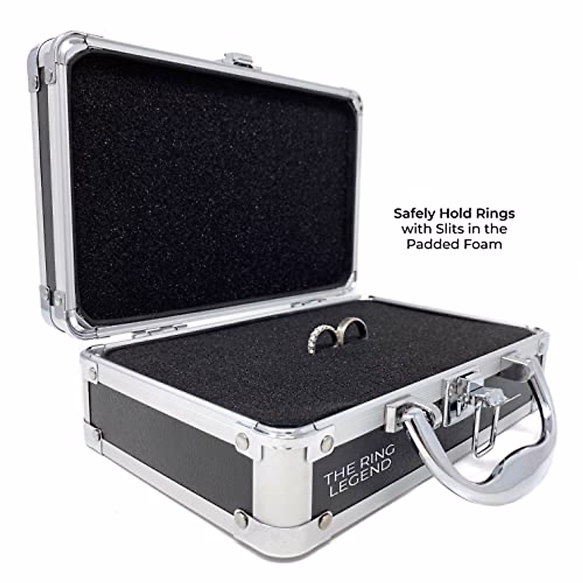 THE RING LEGEND Ring Security Ring Bearer Briefcase with Padded Slits to Hold Rings - Ring Bearer Gifts - Wedding Ring Security Case for Kids - Special Agent Ring Bearer Box Boys Security