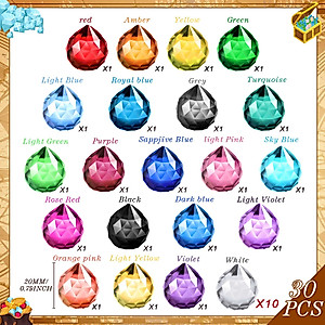 Didaey 30 Pack Crystal Ball 20 mm Prism Suncatcher Sun Catchers Hanging Crystals Prisms for Windows Gift Feng Shui (Multicolor)