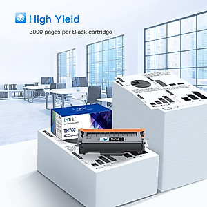 LxTek Compatible Toner Cartridge Replacement for Brother TN760 TN 760 TN730 TN 730 to Compatible with MFC-L2710DW HL-L2350DW HL-L2370DWXL MFC-L2750DW HL-L2395DW MFC-L2690DW Tray (Black, 4 Pack)