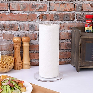 MyGift Clear Acrylic Kitchen Countertop Paper Towel Holder Stand with Round Base, Vertical Design Paper Roll Dispenser