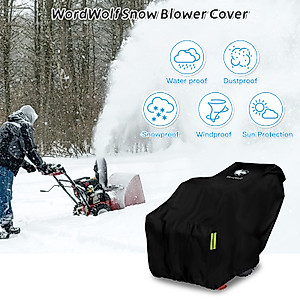 WardWolf Snow Blower Cover, Waterproof Heavy Duty 900D Snowblower Cover, Windproof, Sunproof with Air Vent, Fit Most Single-Stage or Two Stage Snow Blower, Black