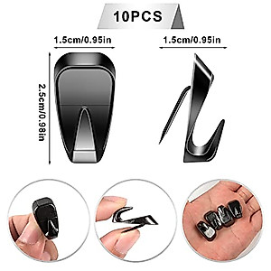 AIEX 10pcs Cubicle Hooks for Fabric Walls, Metal Push Pin Hooks Office Shelf Accessories Hanging Supplies Coat Clips Hanger Nails for Picture Clock Photo Frame Keychain (Black)