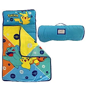 Pokemon Anime 24"(W) X 45"(L) Soft Toddler Nap Mat with Pillow and Blanket Perfect for Preschool, Daycare, and Travel (100% Official Licensed Product)