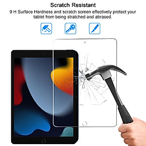 SIBEITU 2 Pack Screen Protector for iPad 9th Generation 2021, iPad 10.2 Inch HD Clear 9H Hardness Tempered Glass Film Compatible with iPad 8th 7th Generation 2020/2019, Scratch Resistent