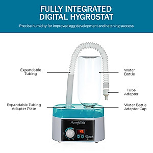 Incubator Warehouse HumidiKit™ with Digital Hygrostat - Auto Humidifier with 1L Water Bottle - Humidity Controller for All Types of Eggs - Automatic Humidity System Compatible with Most Incubators