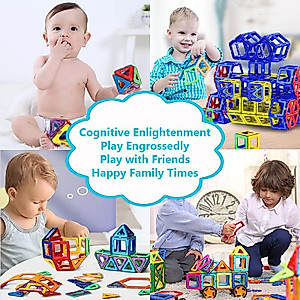 YUHYtop Large Magnetic Tiles, Upgrade 85pcs Magnetic Building Block, Strong Magnet, Magnetic Tiles for Boys & Girls Ferris Wheel Rocket Castle Building for Boys Girls Kids Toddlers