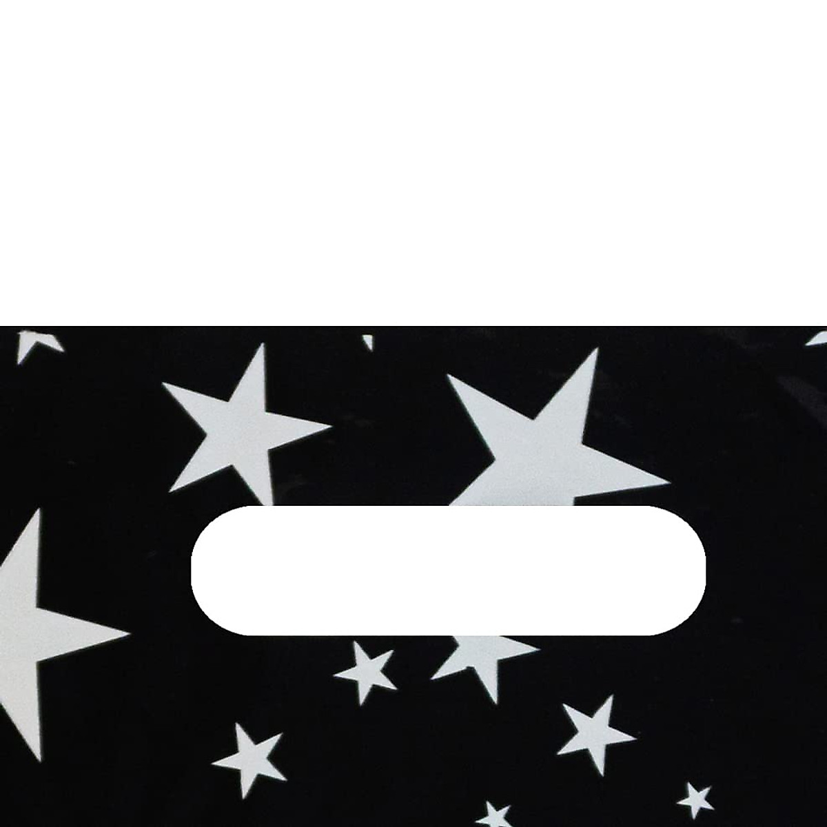 InfinitePack Large 9"x12"(100pcs) Silver Stars Printed on Black Thank You Merchandise Bags , Die Cut Handles, Retail Shopping Bags for Boutique, Goodie Bags, Gift Bags Bulk, 9"x12",100 Pack