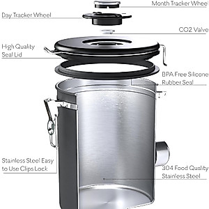 CafetastiQ 38oz / 22oz Coffee Canister – Airtight Stainless Steel Storage Container with Date Tracker & Scoop, Sealed Jar for Grounds, Beans, Tea, Flour, Cereal, and Sugar (Gray Home, 22OZ)