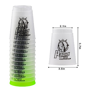 DEWEL Stacking Cup Game with 15 Stack Ways, 12pcs Cup Stacking Set, Sport Stacking Cups with BPA-Free Material, Classic Family Game, Great Gift Idea for Stack Games Lover. (11 White&1 Green)