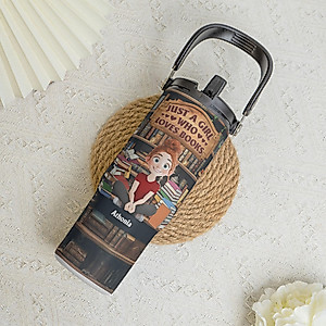 Macorner Personalized 30oz Tumbler With Handle, Just A Girl Who Loves Books Tumbler, Daughter Gifts