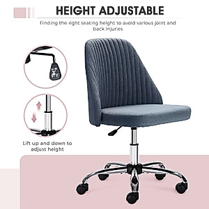 Home Office Desk Chair - Adjustable Rolling Chair, Armless Cute Modern Task Chair for Office, Home, Make Up,Small Space, Bed Room