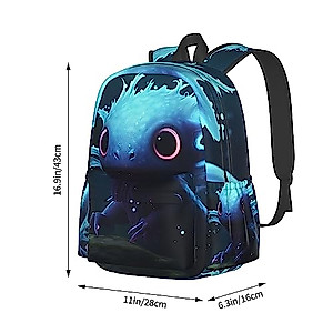 dreambest Axolotl 3 Piece Large Capacity Backpack Set With Lunch Bag & Pencil Case, Perfect For Travel