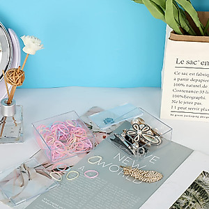 BTSKY Clear Plastic Small Storage Containers with Lid Mini Clear Boxes for Organizing Stackable Paper Clips Holder Multi-use Bead Organizers for Clips, Rhinestones, Hairpins and Candy, 2PCS Square