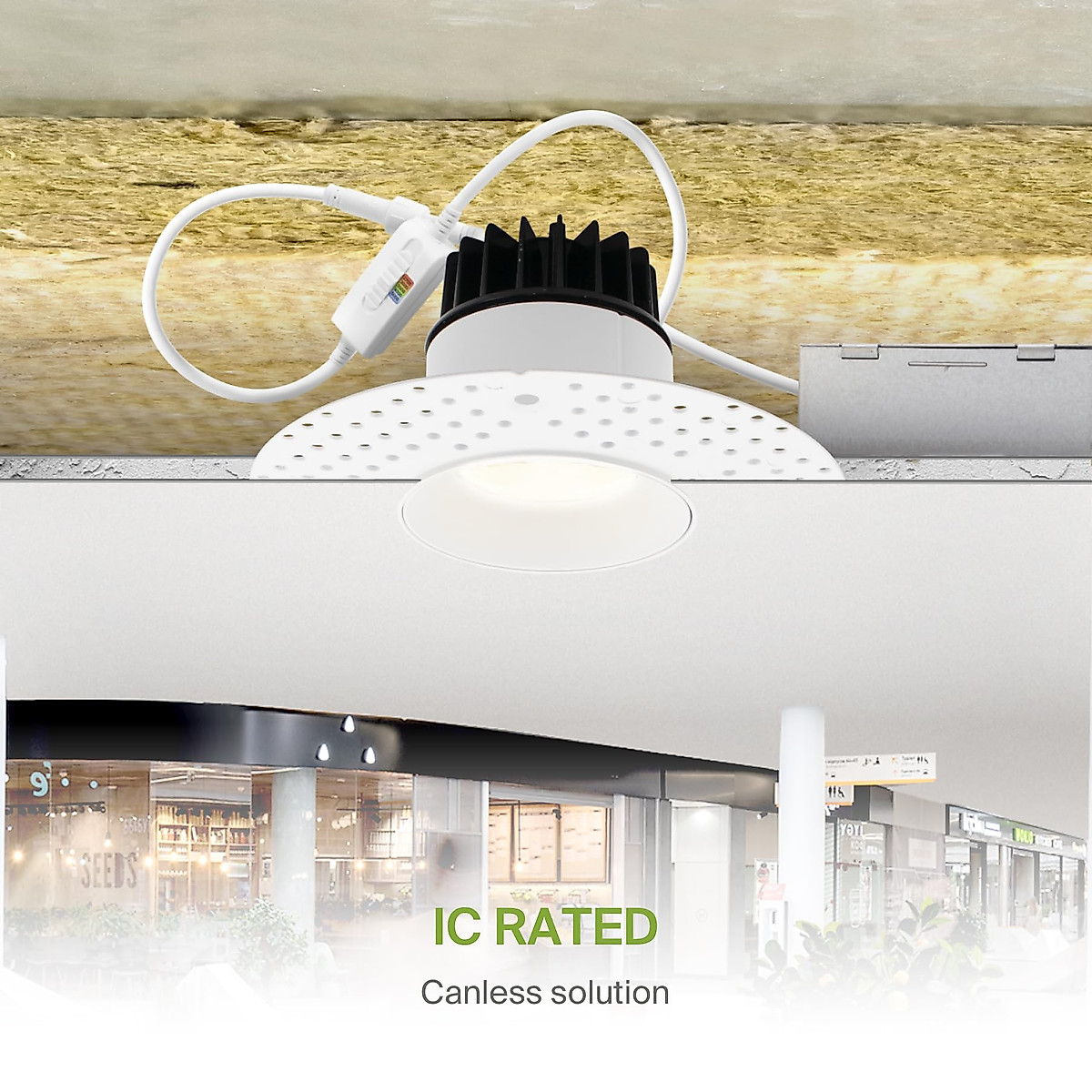 ASD Trimless 3 Inch LED Recessed Light, 12W 120V Commercial LED Downlight, Canless Dimmable LED Downlights for Ceiling with J-Box, 5 CCT 2700K-5000K, CRI 90+, IC Rated, ETL, Energy Star, White 18 Pack