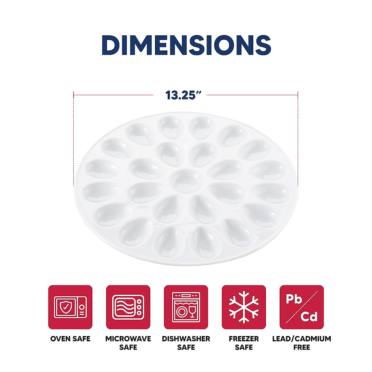 HIC Porcelain Deviled Egg Dish, 13-inch