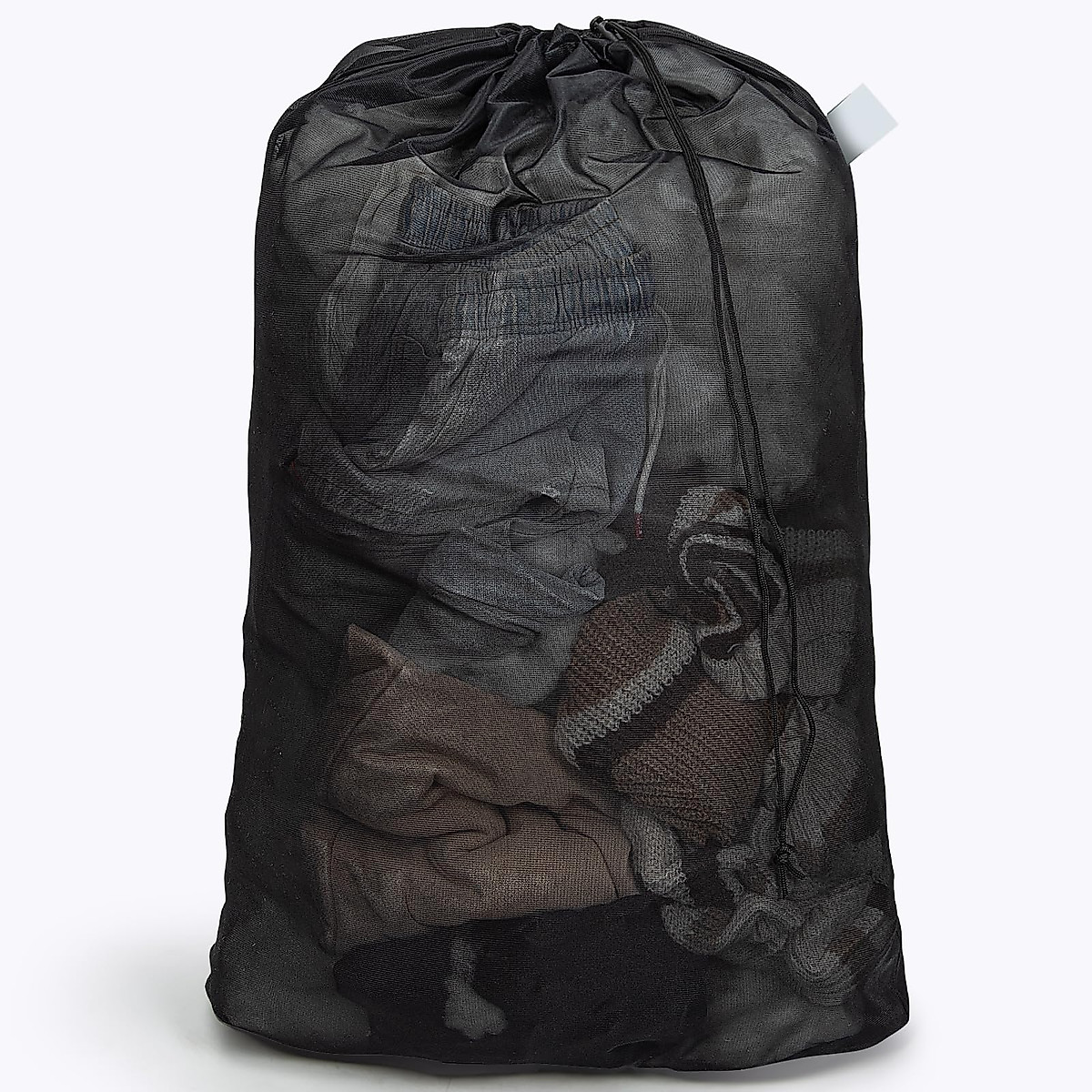 Isink Mesh Laundry Bag, 24" x 36" Large Heavy Duty Laundry Bag,Travel Laundry Bag for Dirty Clothes,Drawstring Laundry Bag for Apartments, College Dormitories,Camp (1 Pack, Black)