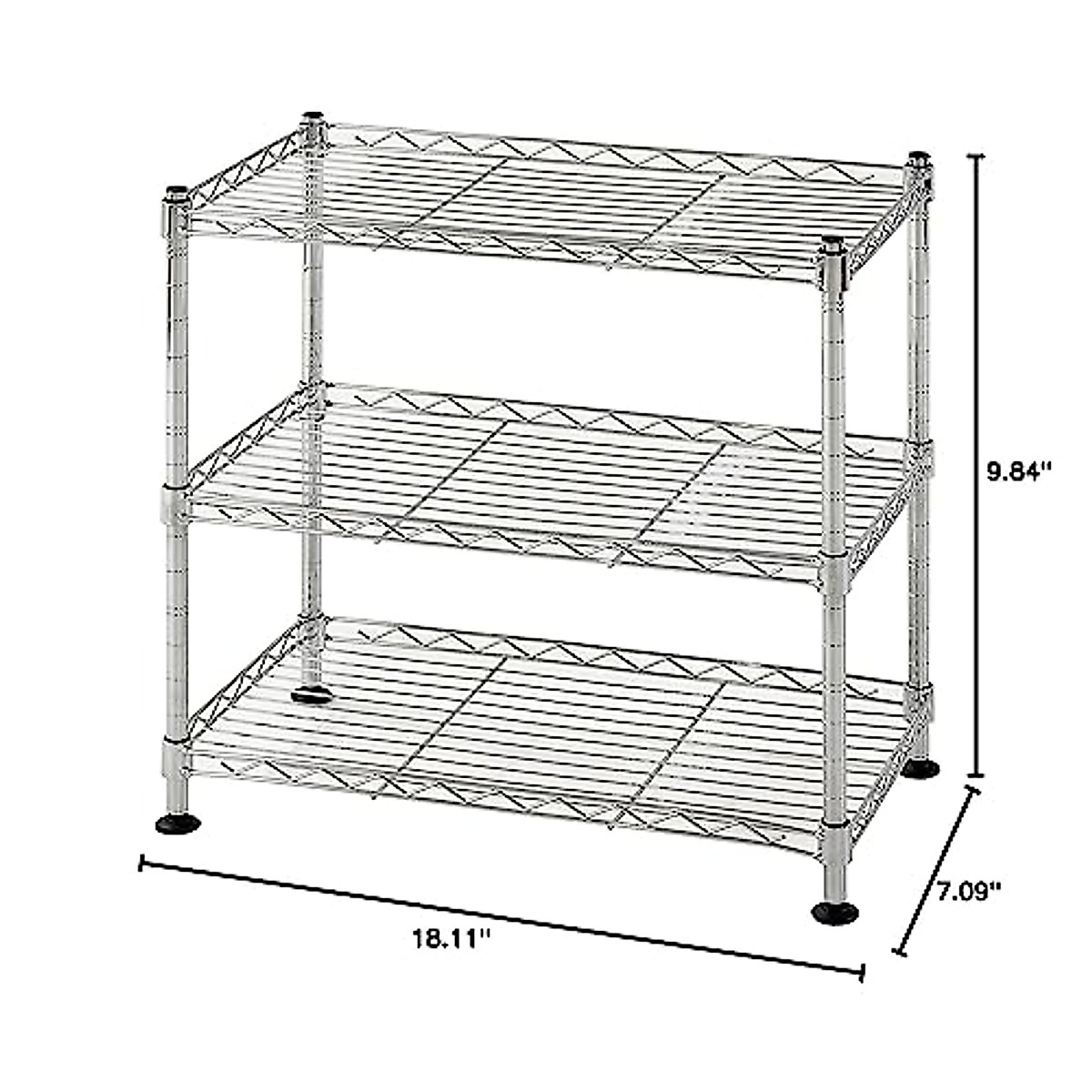 Muscle Rack WS181018-C Steel Adjustable Wire Shelving, 3 Shelves, Chrome, 18" Height, 18" Width, 264 lb. Load Capacity