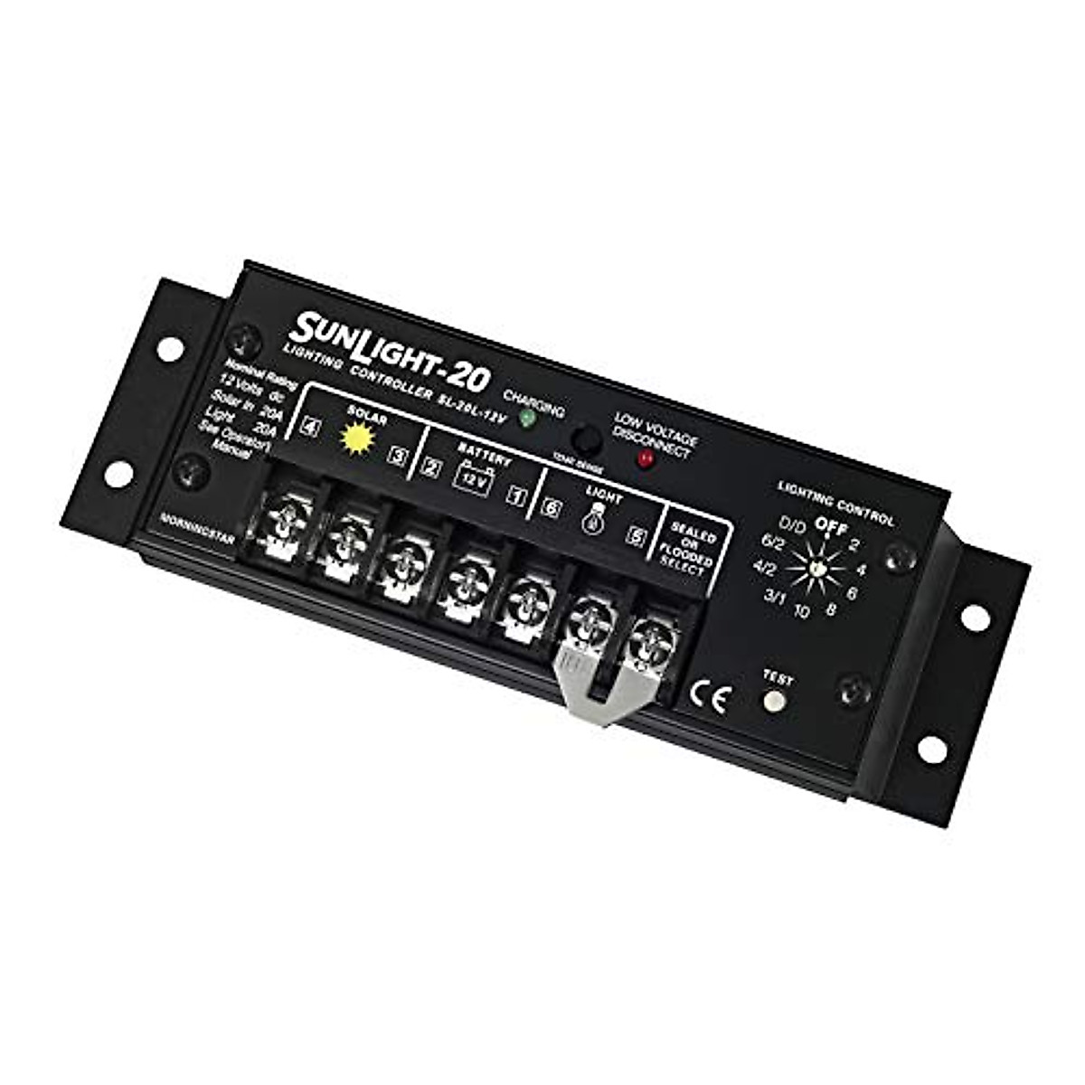 Morningstar Sunlight 20A Solar Charge Controller for 12V Batteries, Solar Panel Controller for Lighting, Battery Controller Solar Controller 12V, Lowest Fail Rate Charge Controller for Solar Lights