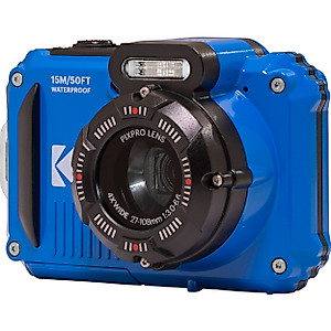 Kodak PIXPRO WPZ2 Rugged Waterproof Shockproof Digital Camera 16MP 4X Optical Zoom 1080P Full HD Video, 2.7" LCD (Blue), 32GB SD Card, Black Compact Camera Case, Floating Strap, Bundle (7 Items)