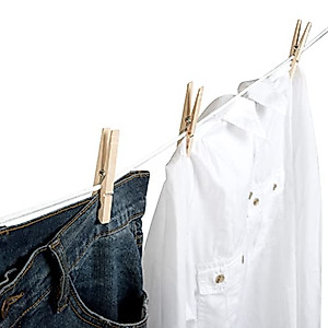 Smart Design 4-Coil Heavy Duty Wooden Clothespins - Non Staining Hardwood Peg Pins - Close Wire Springs - Drying, Hanging, Clothes, Laundry & Linens - Home (3.3 x 0.8 Inch) (18 Pack)