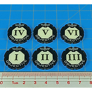 LITKO WHv8: Premium 2-Tone, Objective Token Set, Numbered 1-6 (6)