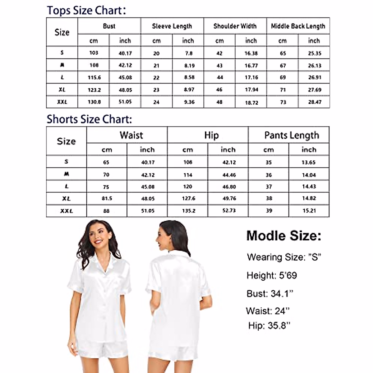 SWOMOG Couple Matching Pajamas Set Satin Short Sleeve Sleepwear Silky Pj Set for Women Button-Down Two-Pieces Nightwear