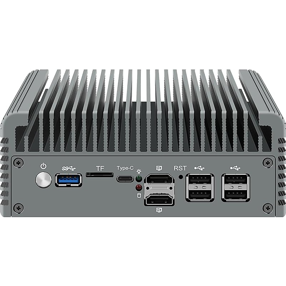 CWWK Fanless Mini PC Intel N Series-N100(4C/4T up to 3.4GHz) Low Power Processor, DDR5, 6x2.5GbE Intel I226V, 4K Display Outputs,M.2 NVMe, SATA3.0, 5 USB Ports, Firewall Router (N100-6L Barebone)